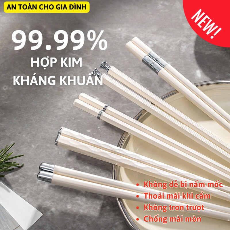 Yale77 High Heat Resistant Antibacterial Alloy Chopsticks Box of 5 High ...