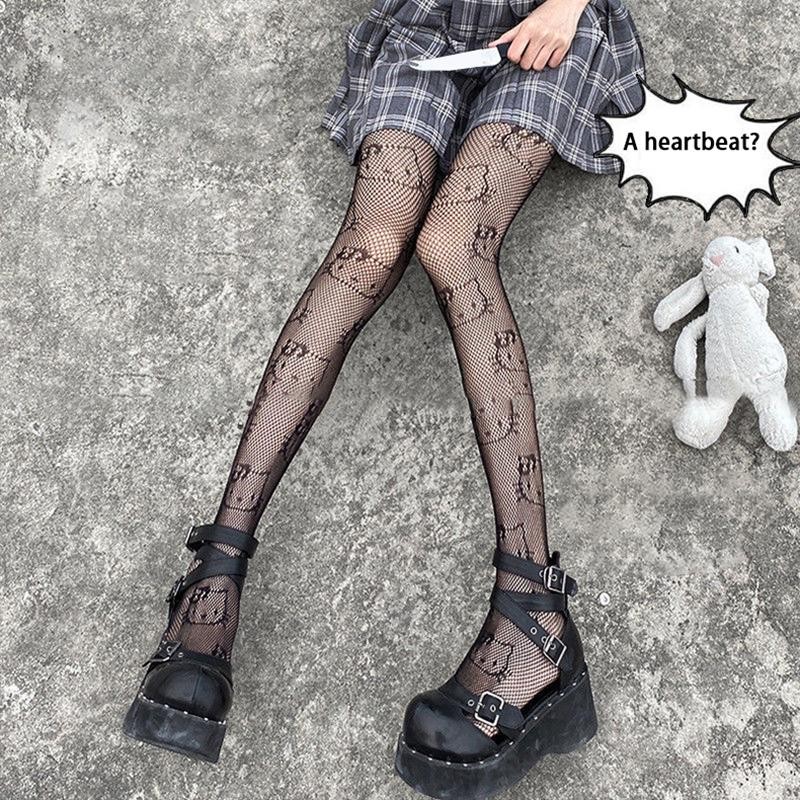 AN.MART Y2k Goth Lolita Cos Girls Cute Kitty Cat Stockings Women Sexy Fishnet Tights Kawaii ...