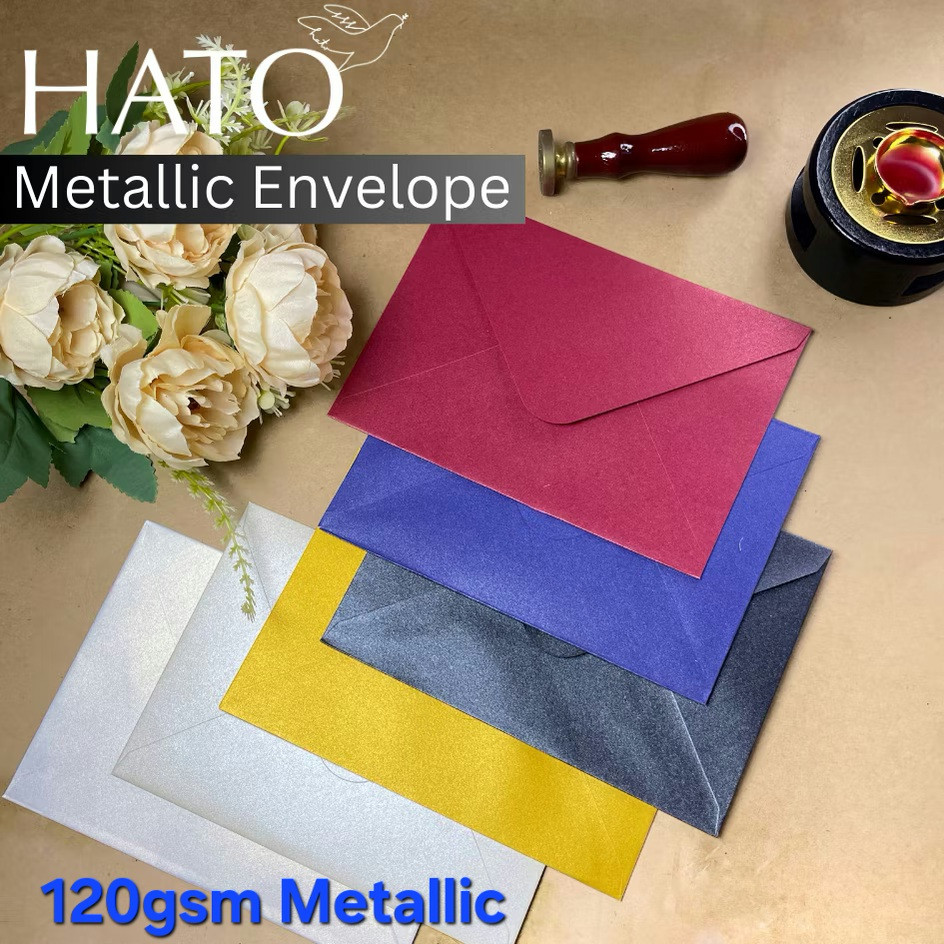 HATO Colour or Metallic Envelope 120gsm 20pcs Premium Invitation Sampul ...