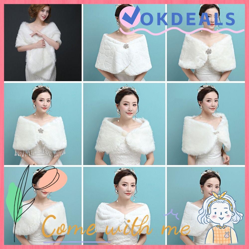 OKDSHOP Wedding Cape Winter Soft Elegant Bridal Wrap Jackets | Shopee ...