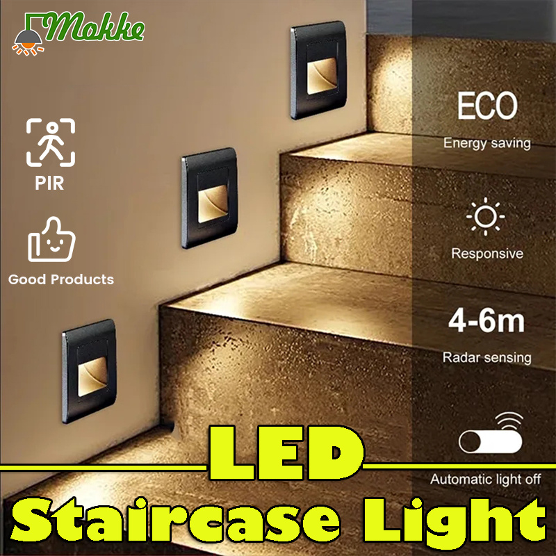 Mokke recessed LED staircase light wall lamp PIR motion sensor light ...