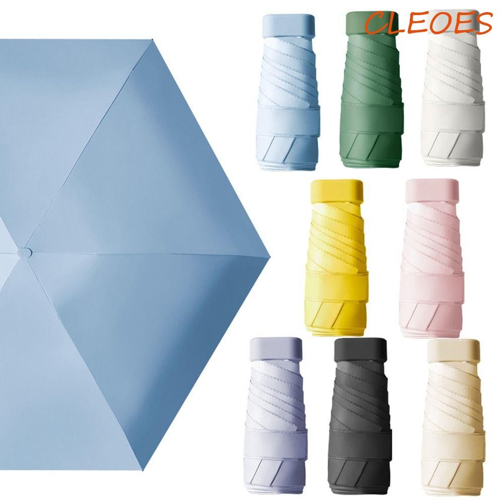 CLEOES Mini UV Sun Umbrella, 6 Ribs Candy Color Travel Rain Umbrella ...