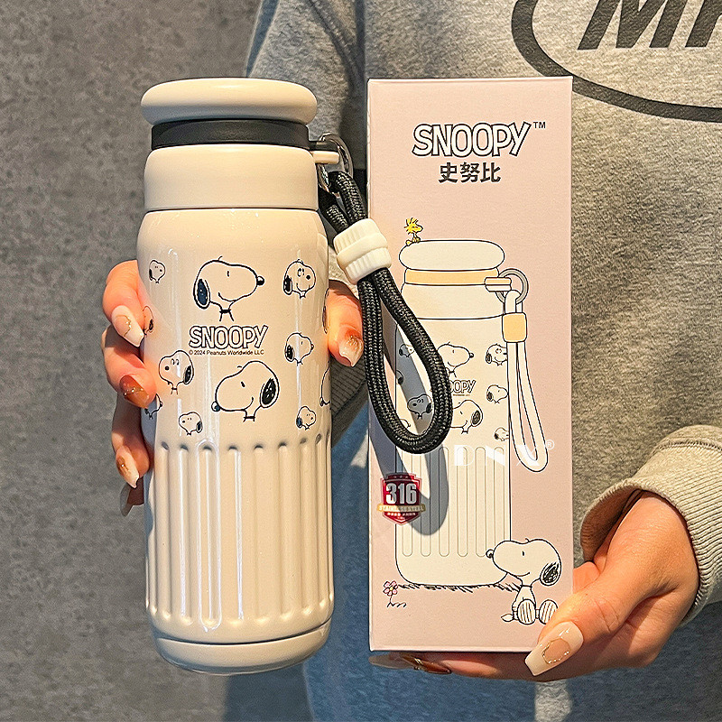 Snoopy 316 Stainless Steel Liner Roman Column Shape Thermos Cup & Large Capacity Water Cup JK0Y ...