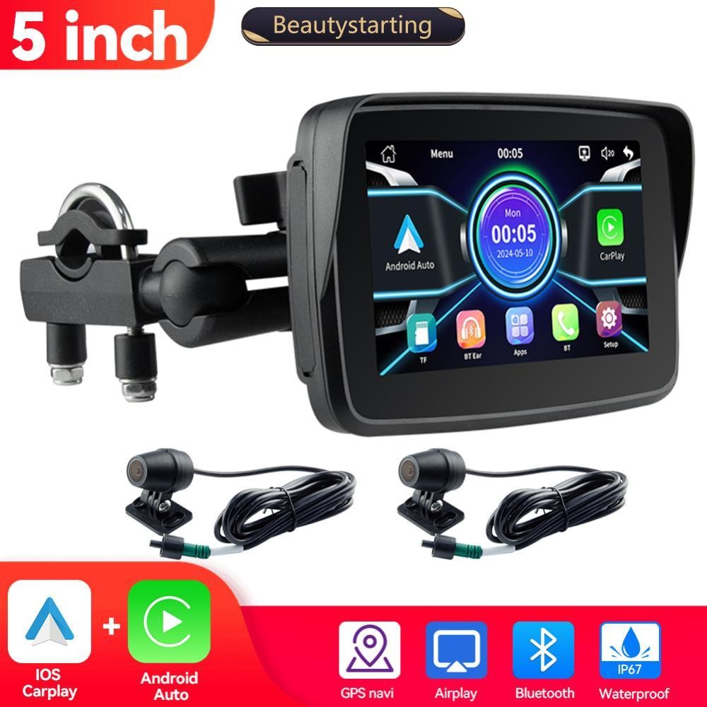 BEAUTYSTARTING 5inch IPS Screen Portable Motorcycle Navigation CarPlay ...