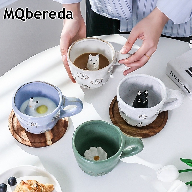 【Ready Stock】Creative Ceramic Coffee Mugs Cute Handmade 3D Snail Daisy ...