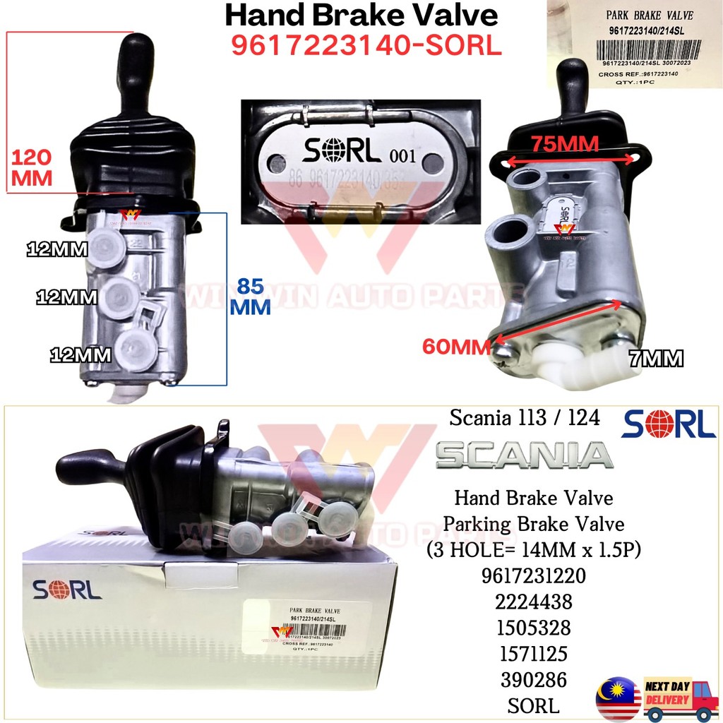 9617223140-SORL Scania INJAP BREK TANGAN Hand Brake Valve ; Parking ...