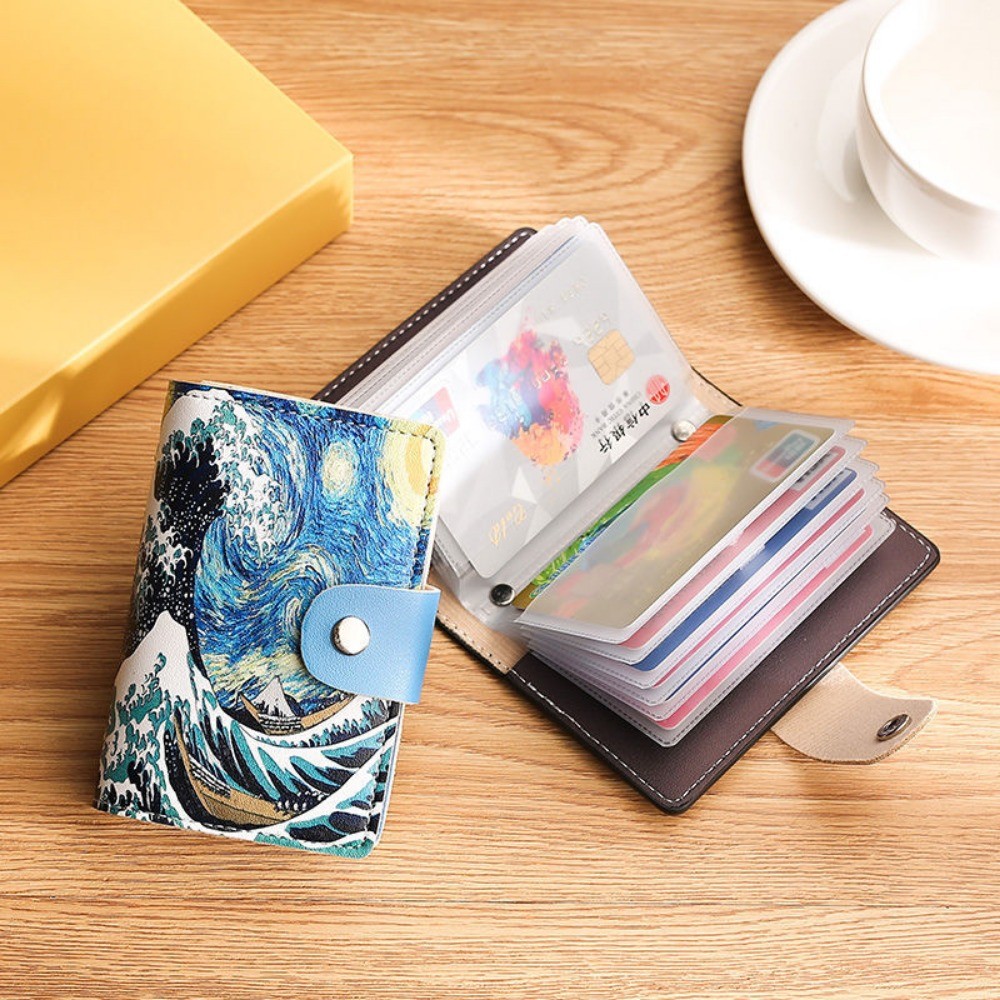 24 Card Slots Card Holder Creative Oil Painting Card Wallet Large ...