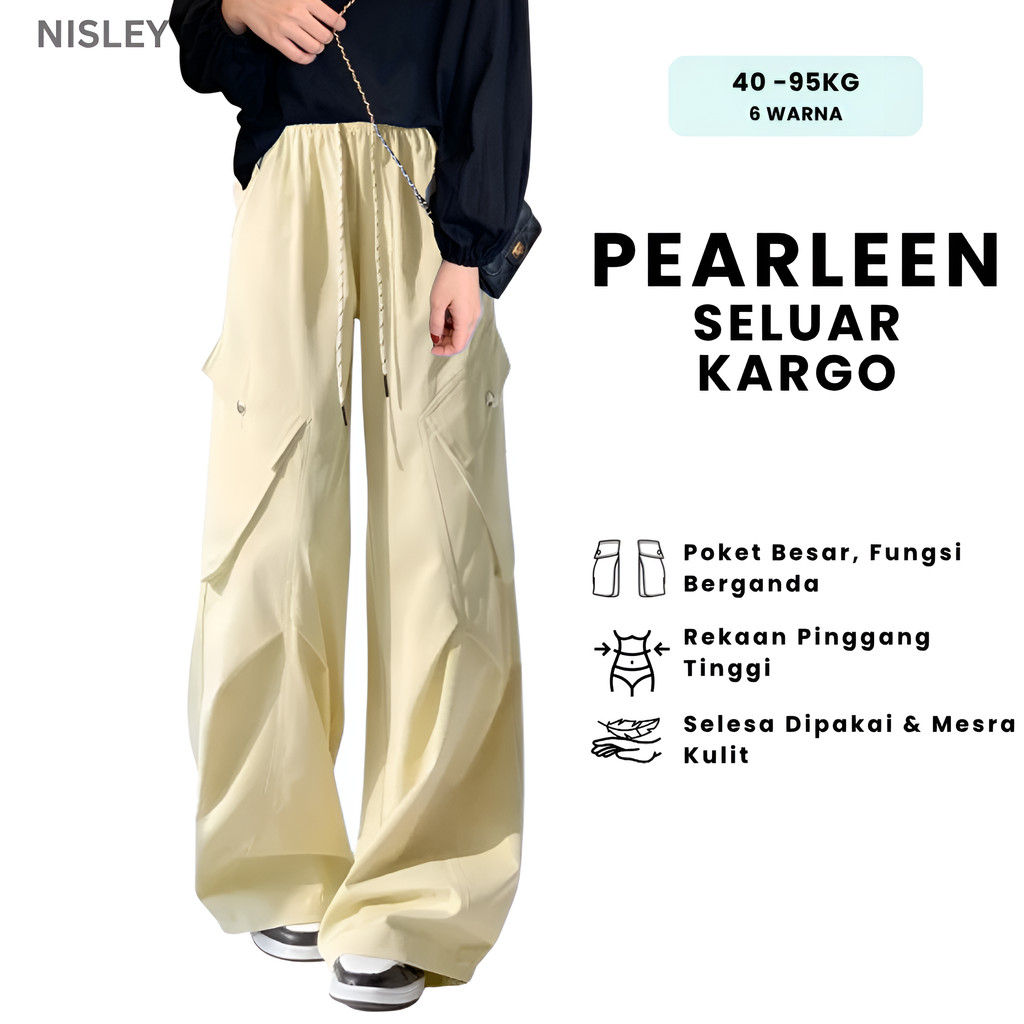 Seluar Kargo Wanita S-XL NISLEY Pearleen | High Waist Women Cargo Wide ...