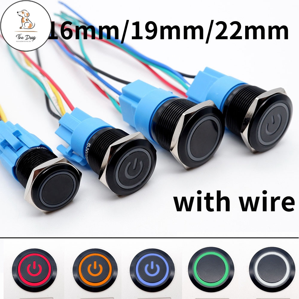 DC Black Metal Push Button Switch 16/19/22mm Led Light Waterproof Start ...