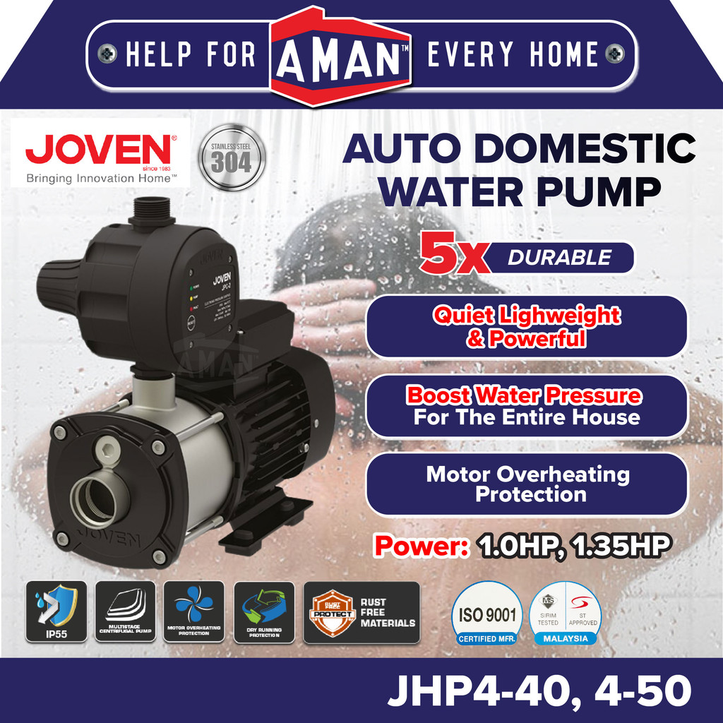 JOVEN Automatic Domestic Water Pump Water Booster Pump Home Living Shower Pam Air 1.0HP JHP4-40 ...