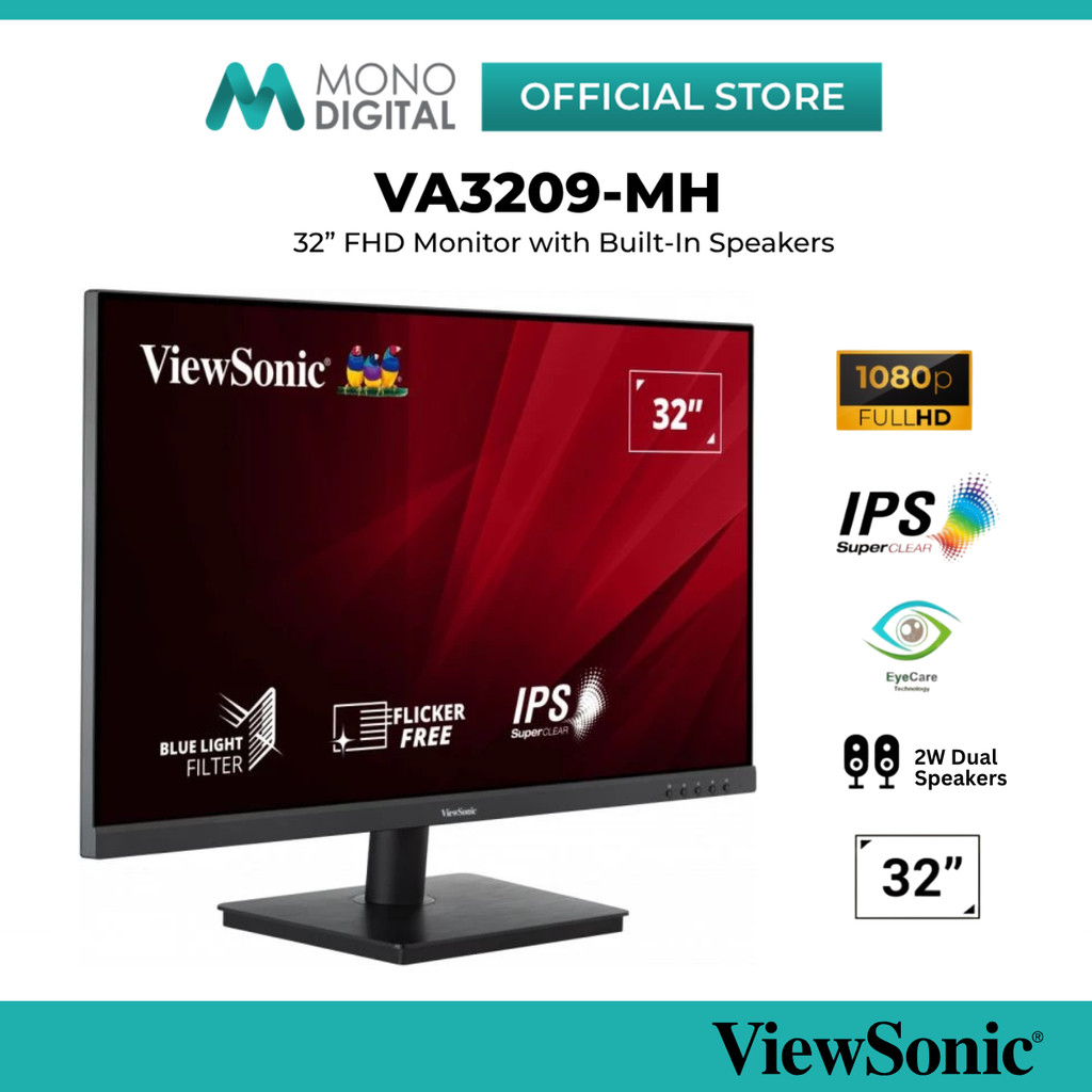 VIEWSONIC 32” VA3209-MH LED FULL HD (1920x1080P@75HZ) IPS PANEL GAMING ...