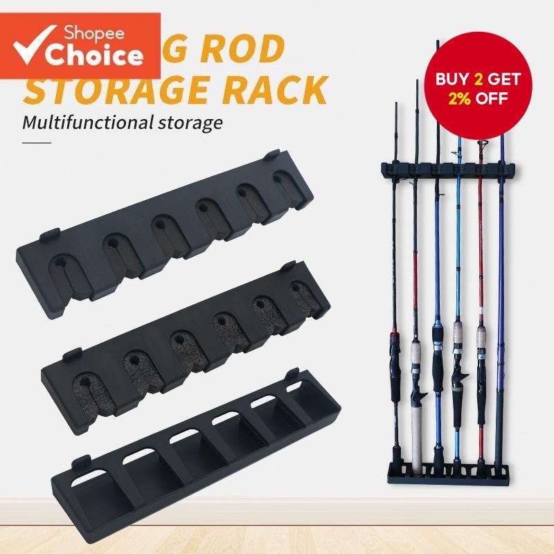 EVA Foam Wall Mount Rack for Spinning/Casting Poles, Holds 6-8 Rods ...