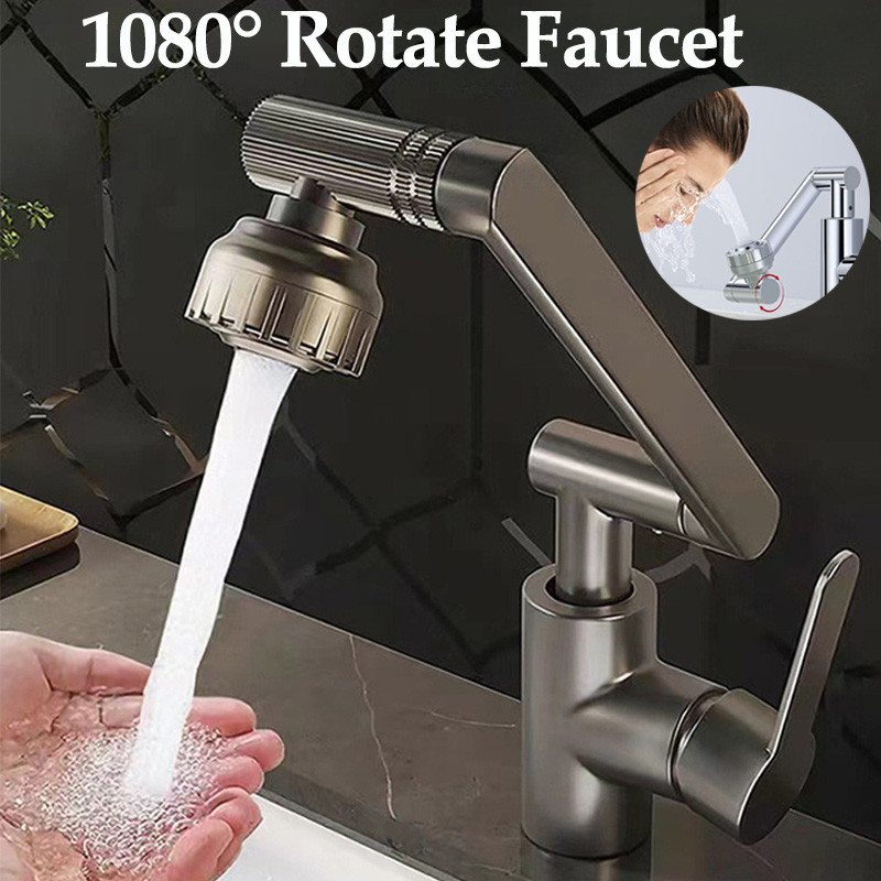 1080° Rotate Faucet Stainless Kitchen Sink Faucet 2 Outlet Faucet ...