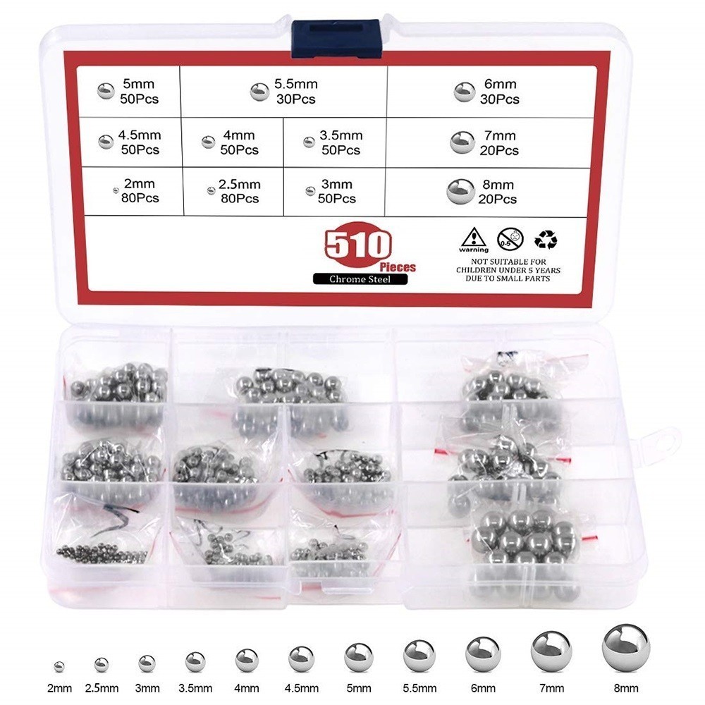 GORGEOUS~510pcs Stainless Steel 304 Steel Ball 2mm~8mm Assortment ...