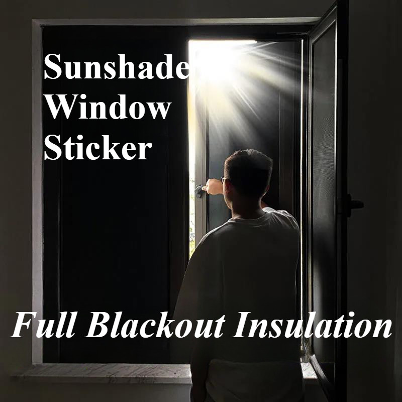 Black Sunshade Window Sticker, Full Blackout Insulation Window Film for ...