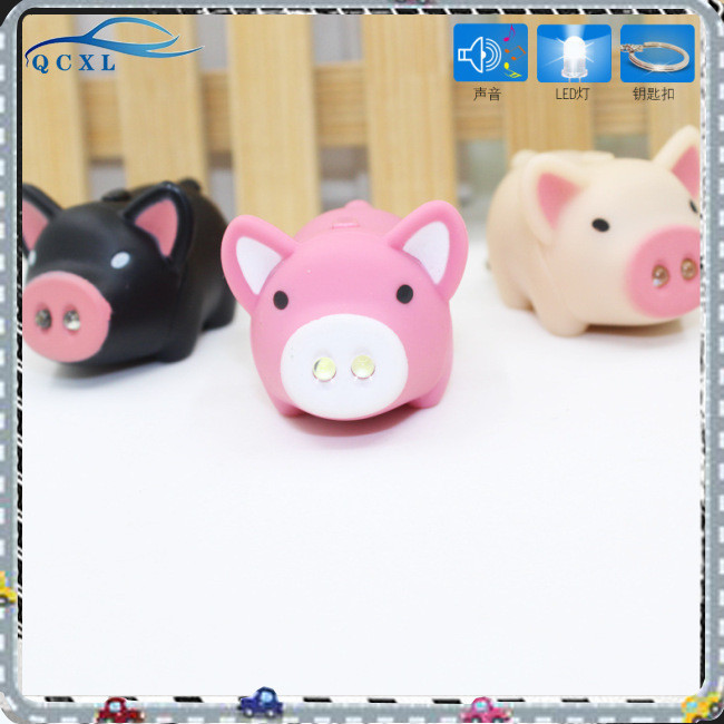 Price Drop!! Cute Pig LED Keychains Flashlight Sound Rings Cartoon ...
