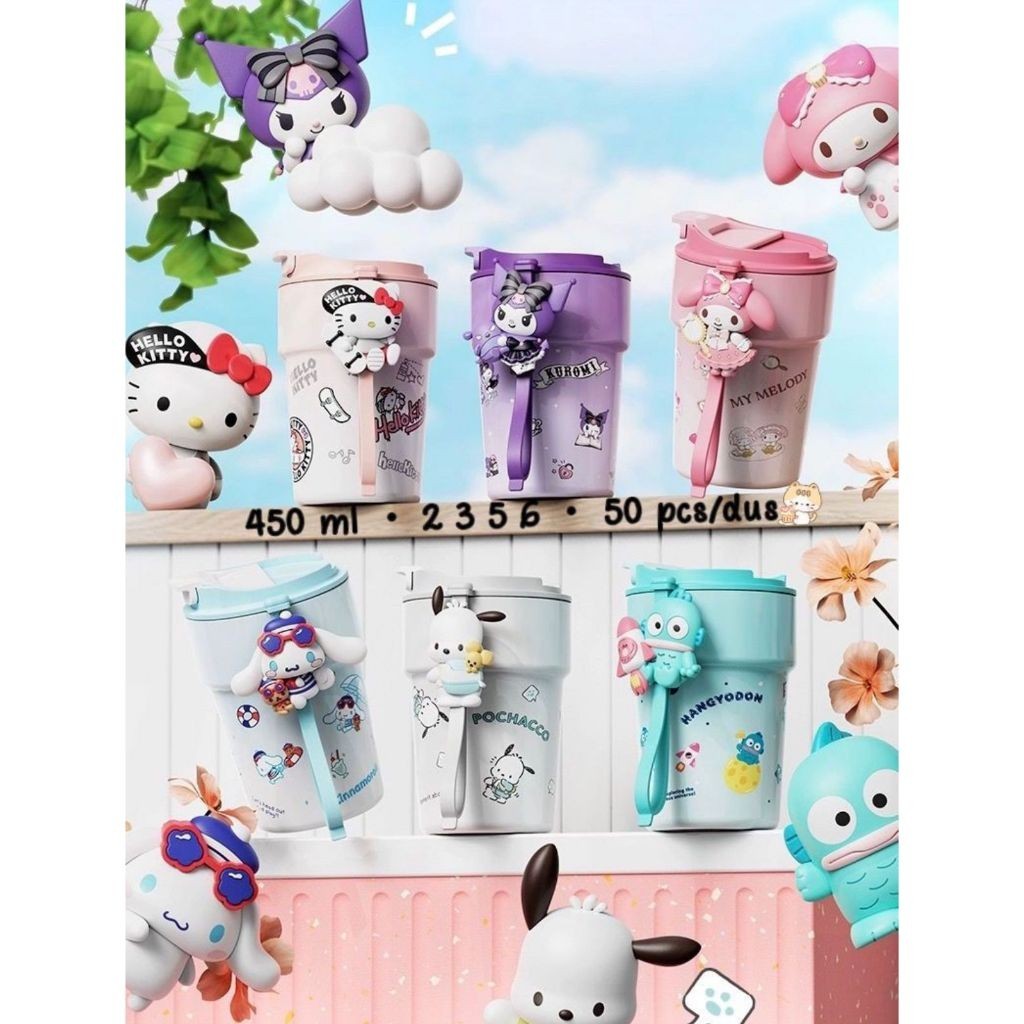 Rft Sanrio Drinking Bottle 450ML Free Lanyard Tumbler Stainless Steel ...
