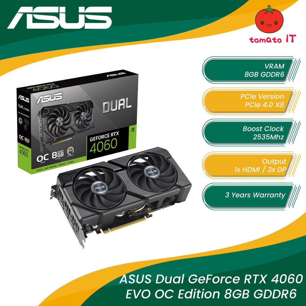 ASUS Dual GeForce RTX 4060 EVO OC Edition 8GB GDDR6 Graphics Card | Shopee Malaysia