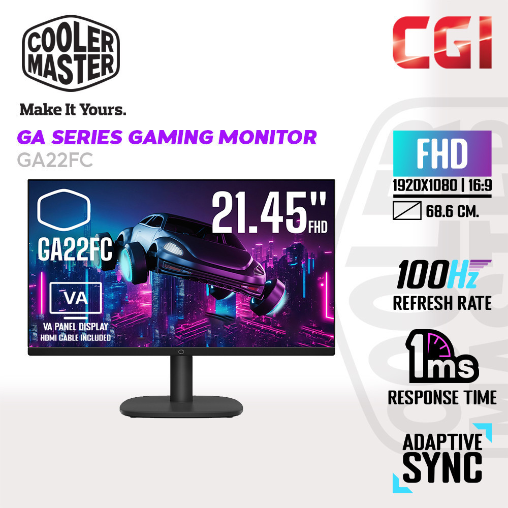 Cooler Master 21.5" GA22FC VA FHD Adaptive Sync 100Hz 1ms Gaming ...