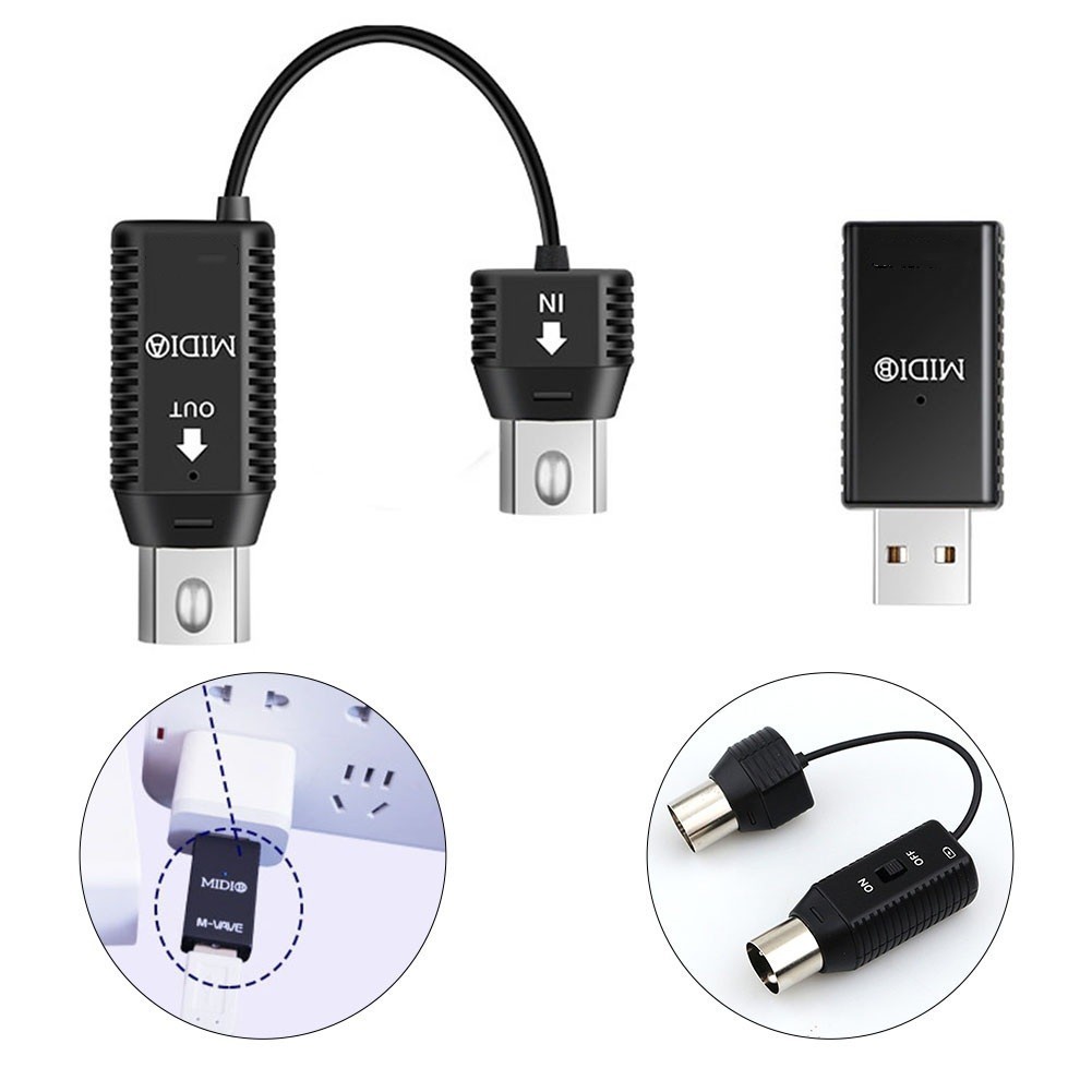MIDI To USB Cable Connector MIDI System Master Adapters MIDI Controller ...