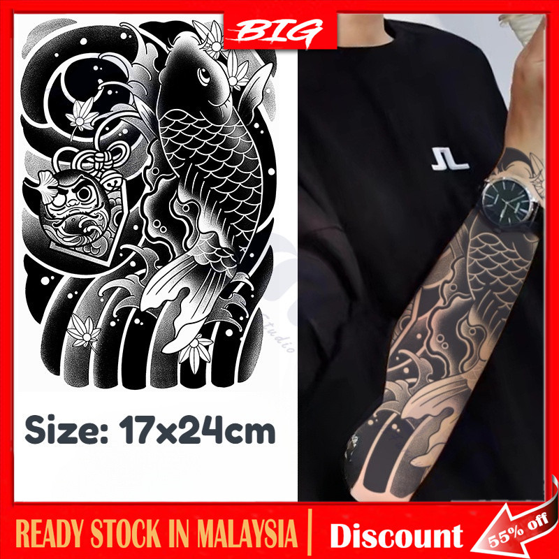 Temporary Tattoo Sticker Waterproof 15 Days Koi Fish Tattoo Sticker Arm ...
