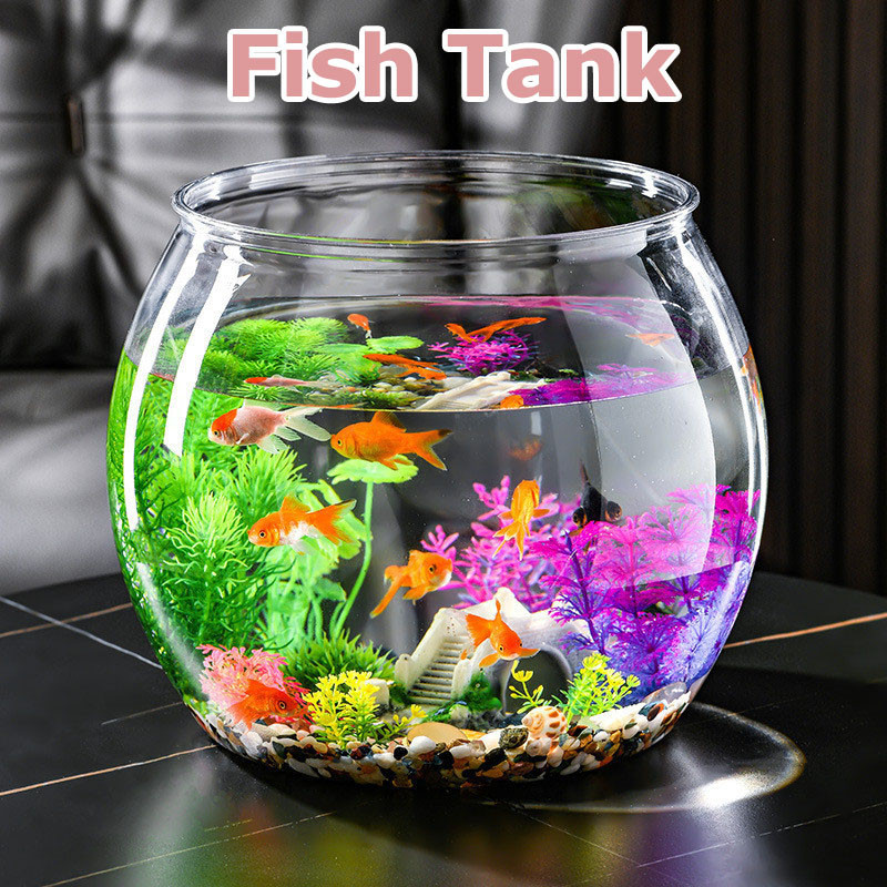 Portable Transparent Goldfish Bowl Mini Aquarium-Desktop Fish Tank with ...