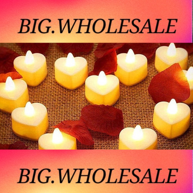 Love Heart Shaped Electronic LED Candle Lamp Flameless Romantic ...