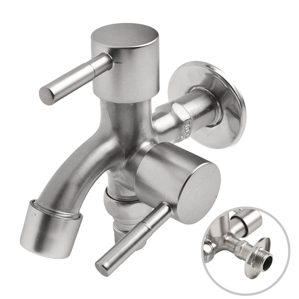 {DRHT} Washing Machine Faucet Double Outlet Wash Basin Mop Pool ...