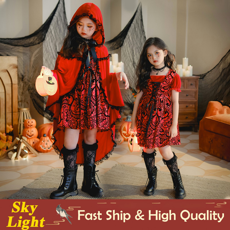 Christmas Little Red Riding Hood Cinderella Lace Red Princess Dress For ...