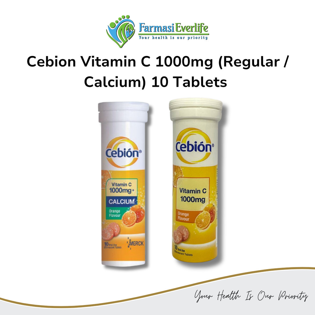 Cebion Vitamin C 1000mg (Regular/Calcium) 10 Tablets (EXP: 12/25 ...