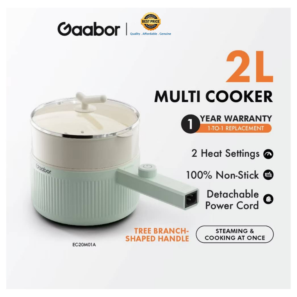 Gaabor Electric Cooker 2L Multifunctional Electric Skillet Hot Pot Non ...