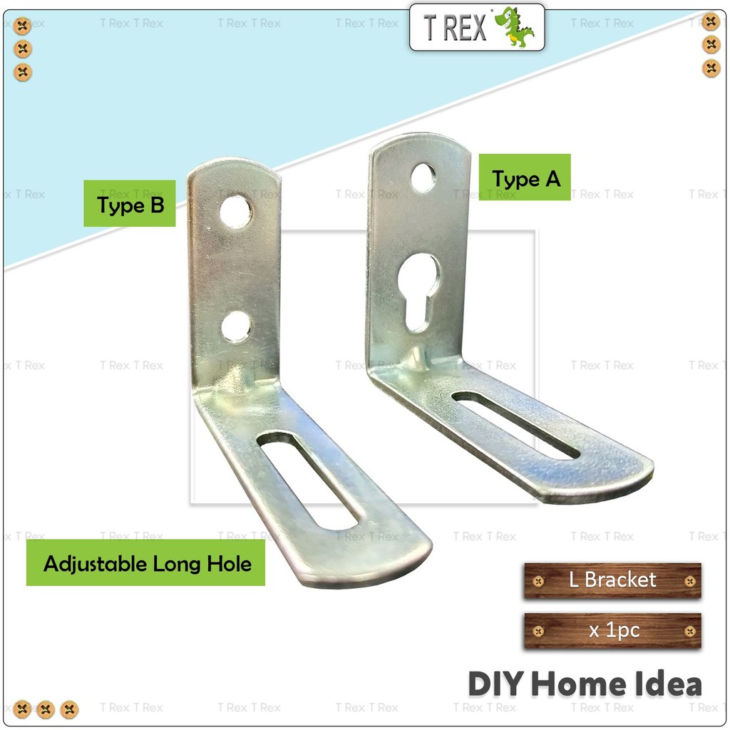 T Rex DIY Multi Use Home Hardware Long Hole Adjustable L Bracket Corner ...