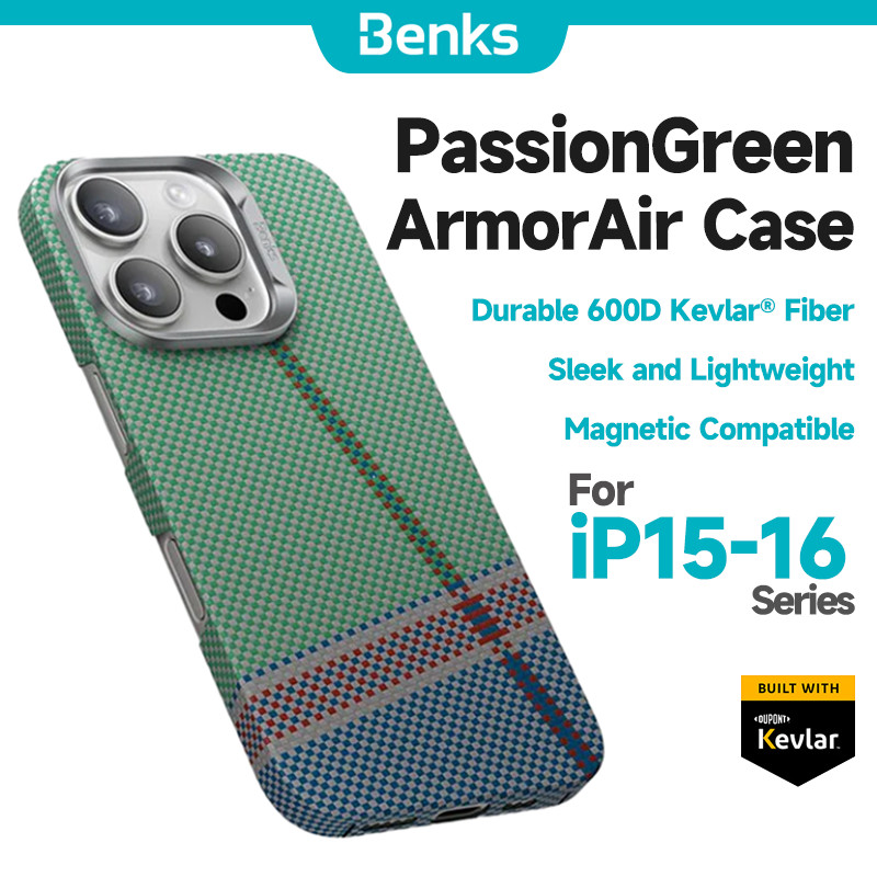 [Benks Official] Benks Magnetic PassionGreen ArmorAir Case for IPhone 16 15 Pro Max Built with ...