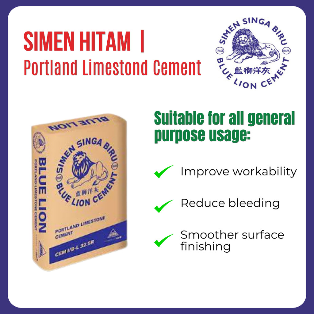 [Tukang] 5KG BLUE LION Cement Concrete, Simen Hitam Ikat Bata, Simen ...