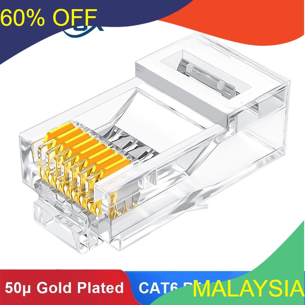 MALAYSIA..... CAT6 RJ45 Connector, 50μ Gold-Plated UTP Modular Plug ...
