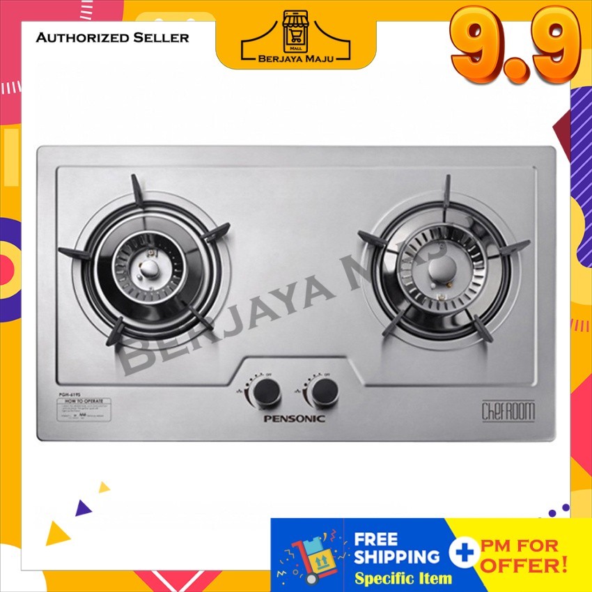 Pensonic 2 Burner Built-In Stainless Steel Gas Cooker Hob PGH-619S ...