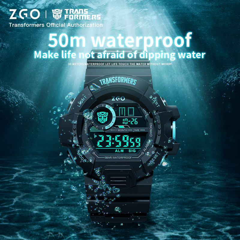 ZGO x Transformers Men's Watch Student Trendy Sports 50M Waterproof ...