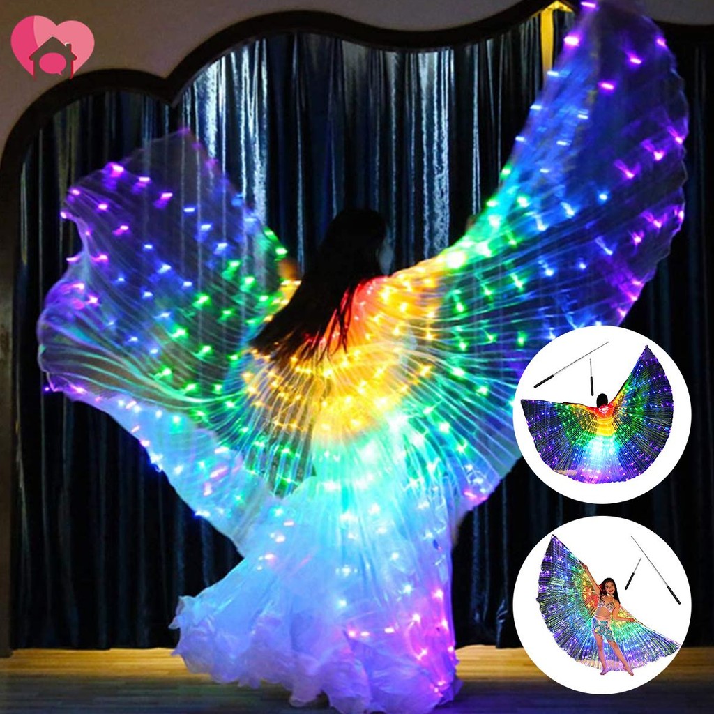 LED Isis Wings Belly Dance Wings Colorful Butterfly Wings w/ Telescopic ...
