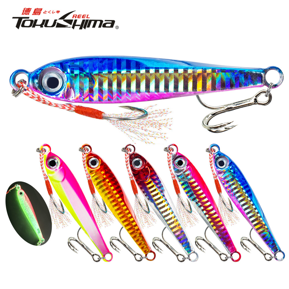 Metal Jig Fishing Lure 7g 10g 15g 20g 30g 40g 60g Luminous Sinking Hard Metal Spoons Long ...