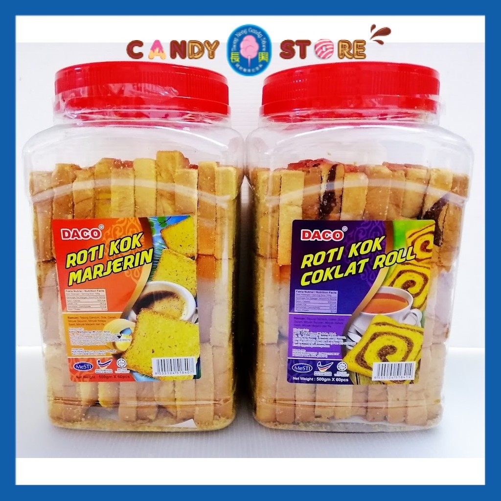 60pcs Daco Roti Kok Marjerin Biscuit Roti Kok (Halal) 四方牛油面包干 | Shopee ...