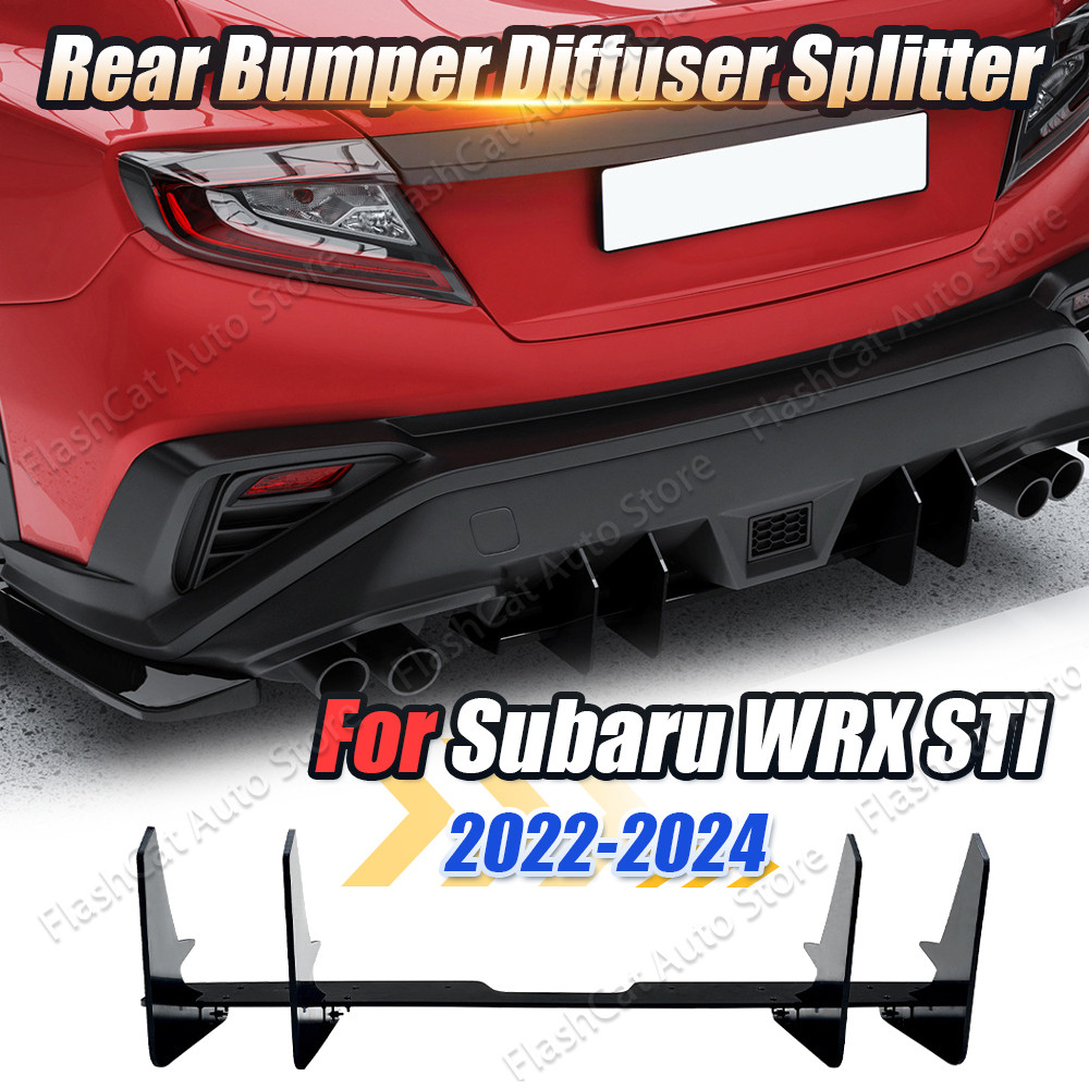 WRX STI 4 Fins Car Rear Bumper Diffuser Rear Side Splitters Spoiler Lip ...