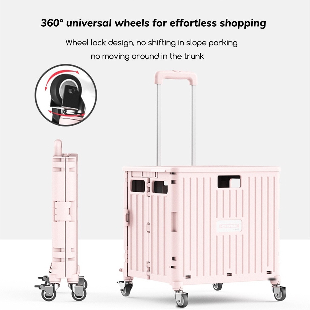 FL Lifestyle Aesthetic Foldable Shopping Trolley With Wheels Premium ...