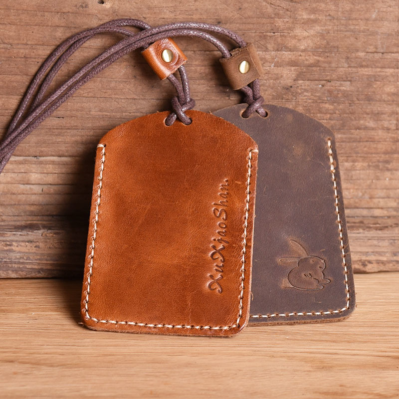 Sampul kad pengankutan awam kulit, buatan tangan tulen kulit lembu, beg ...