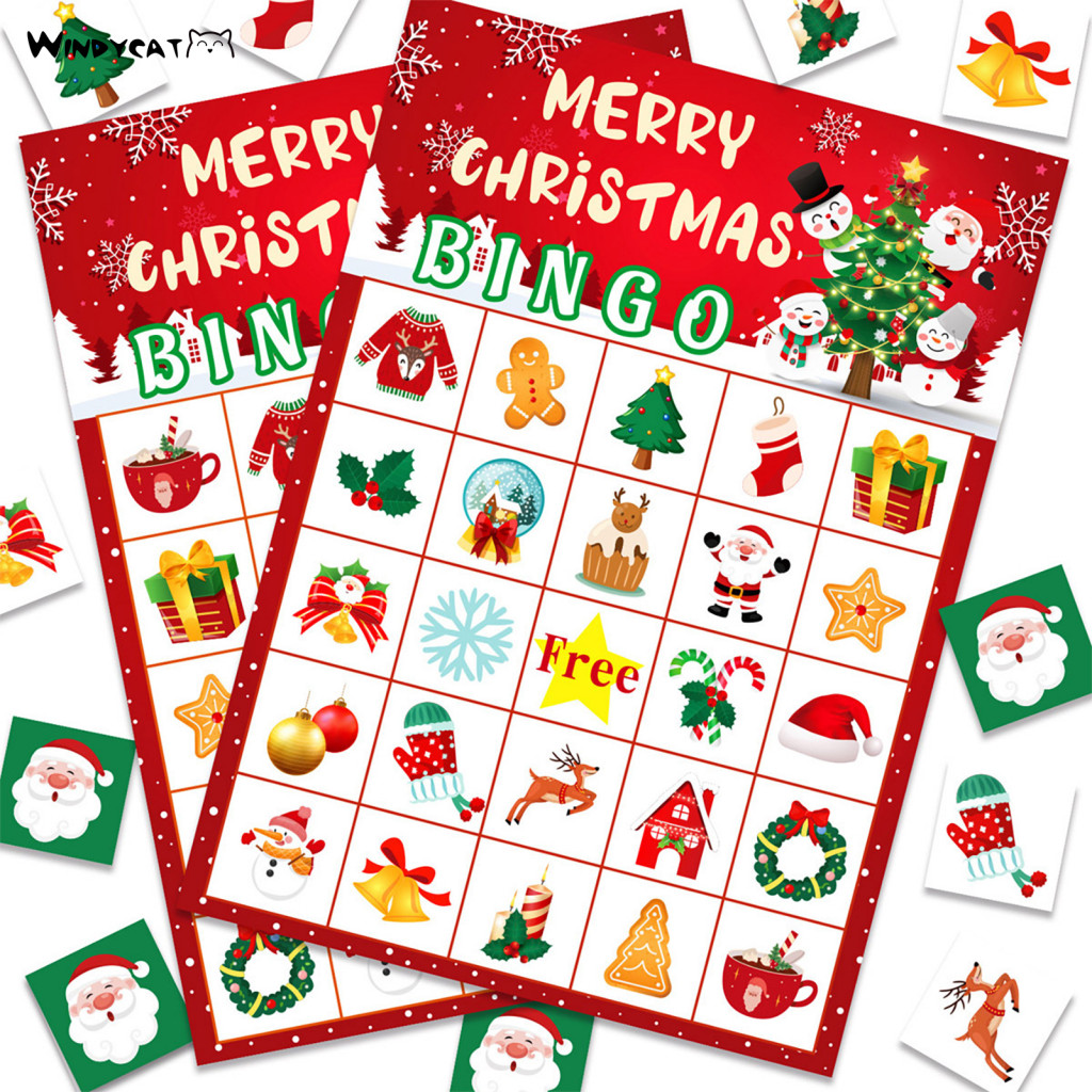 Holiday-themed Bingo Game Set Festive Christmas Bingo Game Cards Set ...