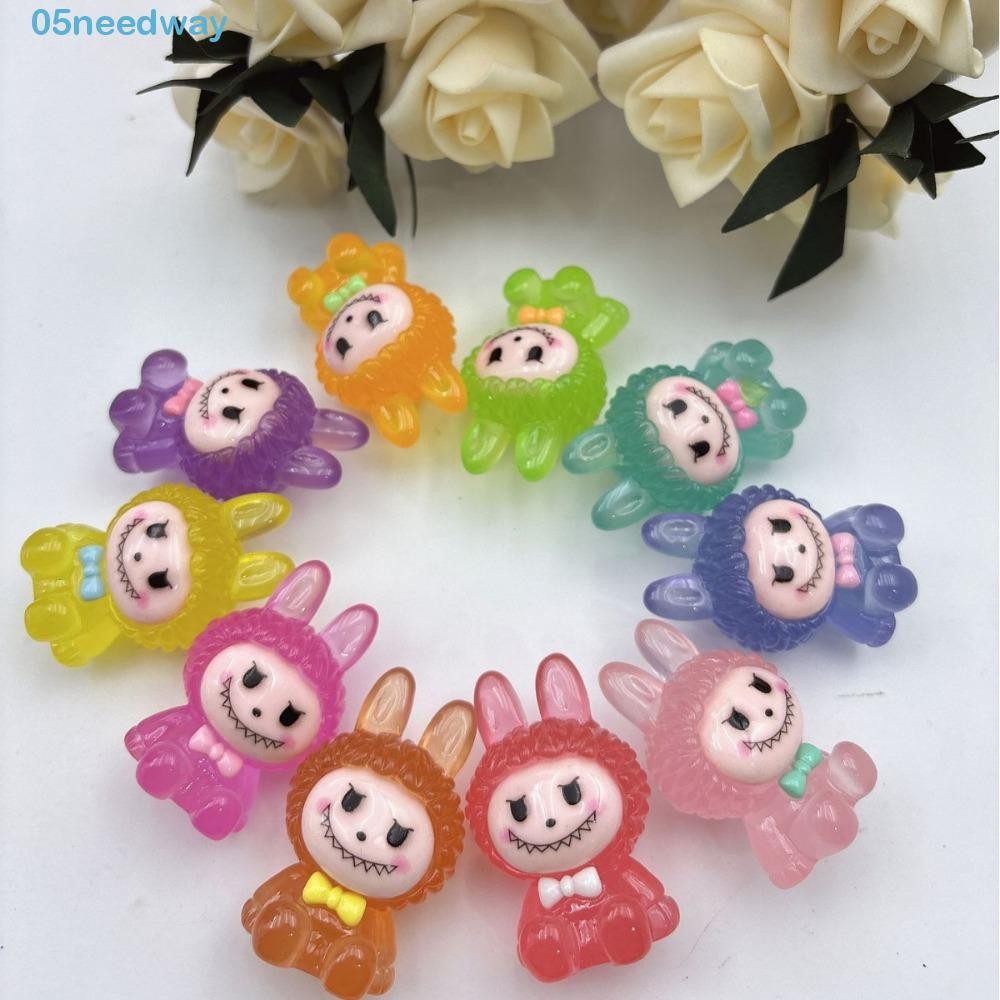 NEEDWAY Candy Color Labubu Dolls, Noctilucent Luminous Cartoon Resin ...