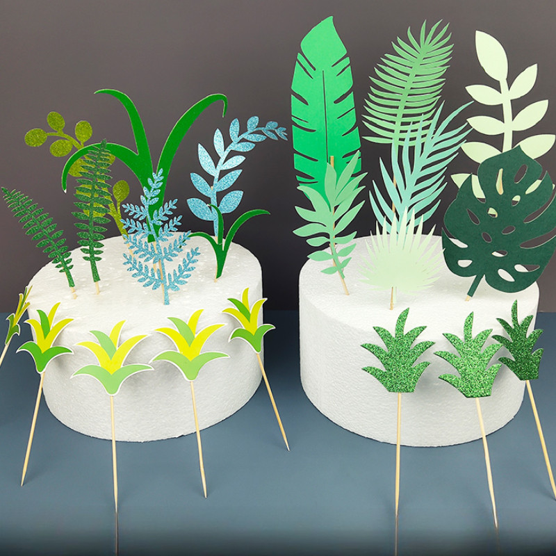 Green Grass Cake Plugin Set Rural Plant Birthday Cake Decoration Plugin ...