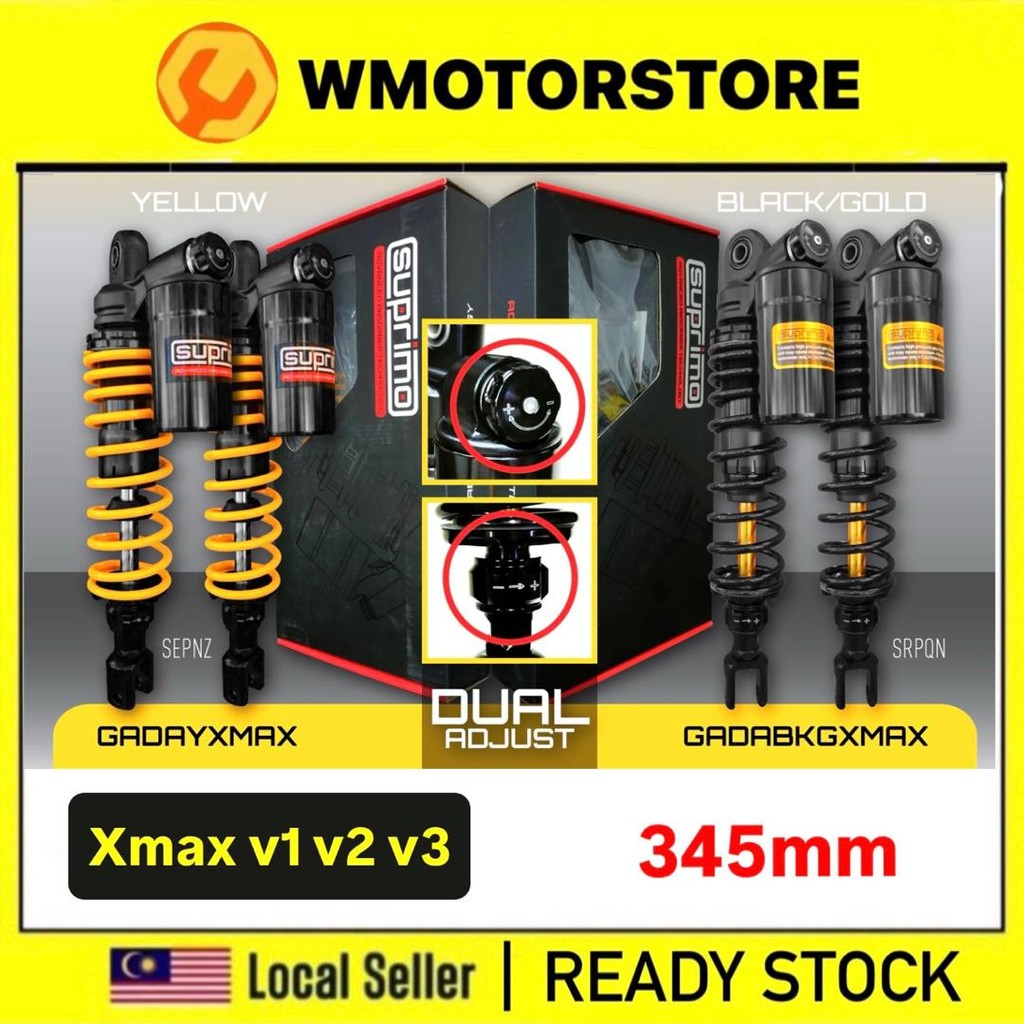 Yamaha Xmax V1 V2 V3 ADV160 Absorber Adjustable Gold Series 345mm ...