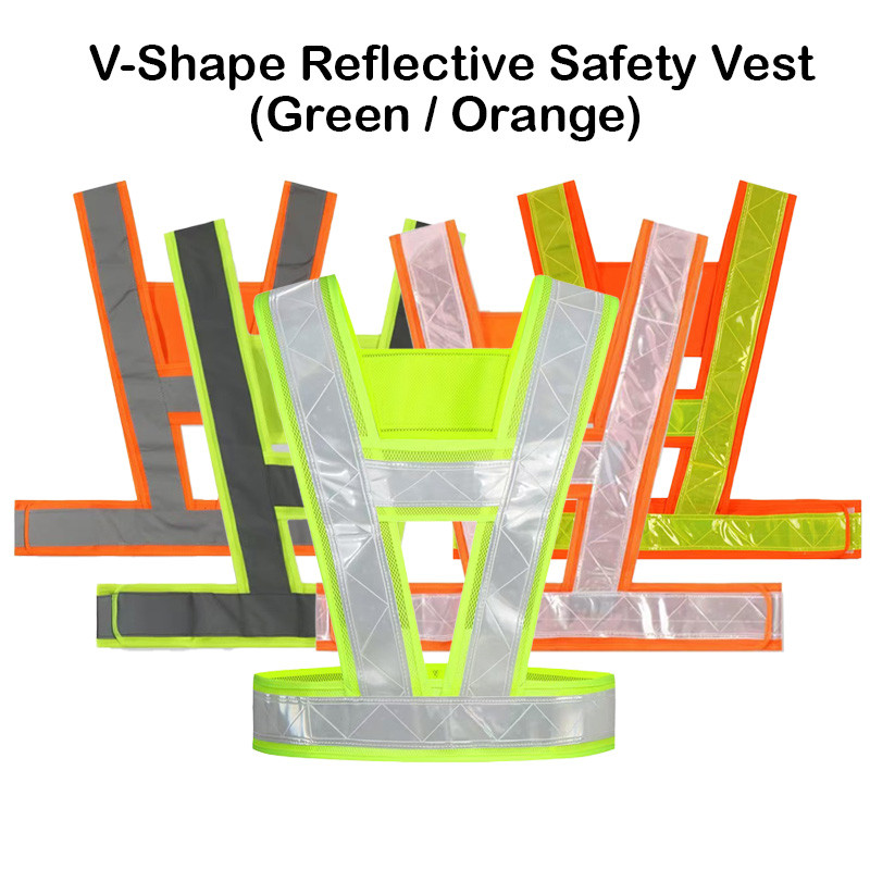 (Green / Orange) V-Shape Reflective Safety Vest White / Yellow / Grey ...