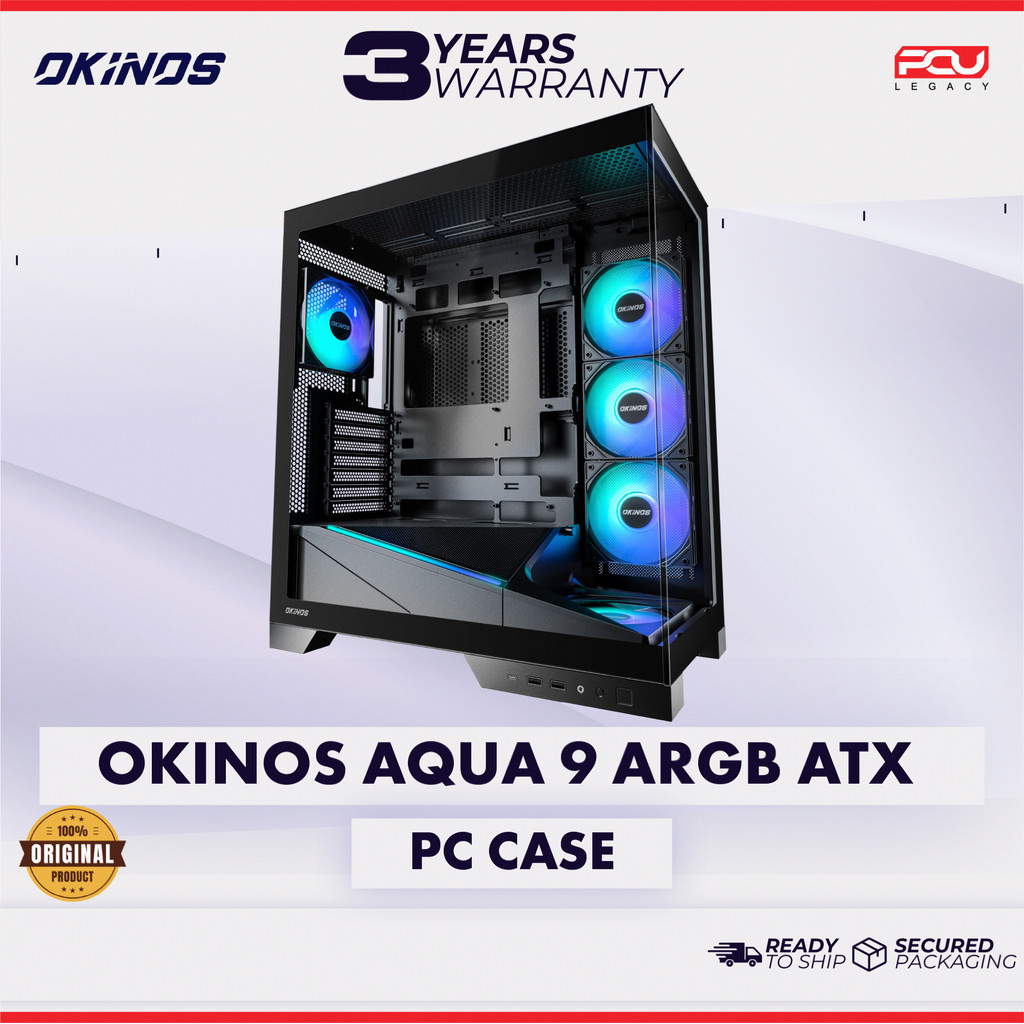 OKINOS AQUA 9 ATX CASING WITH 5 ARGB FANS - BLACK | Shopee Malaysia