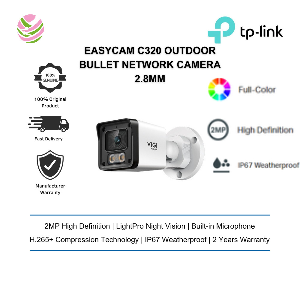 TP-Link VIGI Bullet Network Camera EasyCam C320 2.8mm (2MP Outdoor Full ...